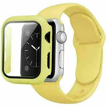 Apple Watchband Silicone and Tempered Glass with Frame 38mm / 40mm Yel